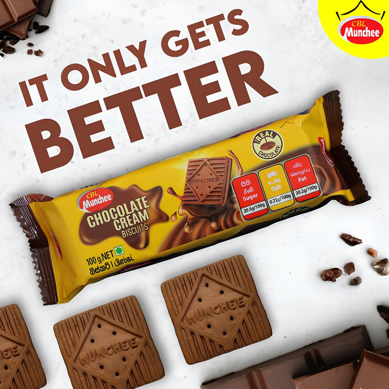 Munchee Chocolate Cream Biscuits - 100g & Serendip Delights